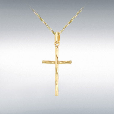 9CT YELLOW GOLD DIAMOND CUT CROSS PENDANT – Ciaran O Flynn Jewellers